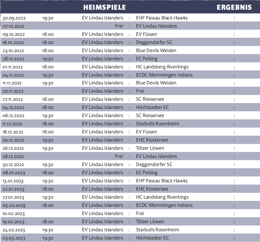 EV Lindau Islanders: Kader & Spieltabelle 2022/2023 - Schwäbischer Verlag